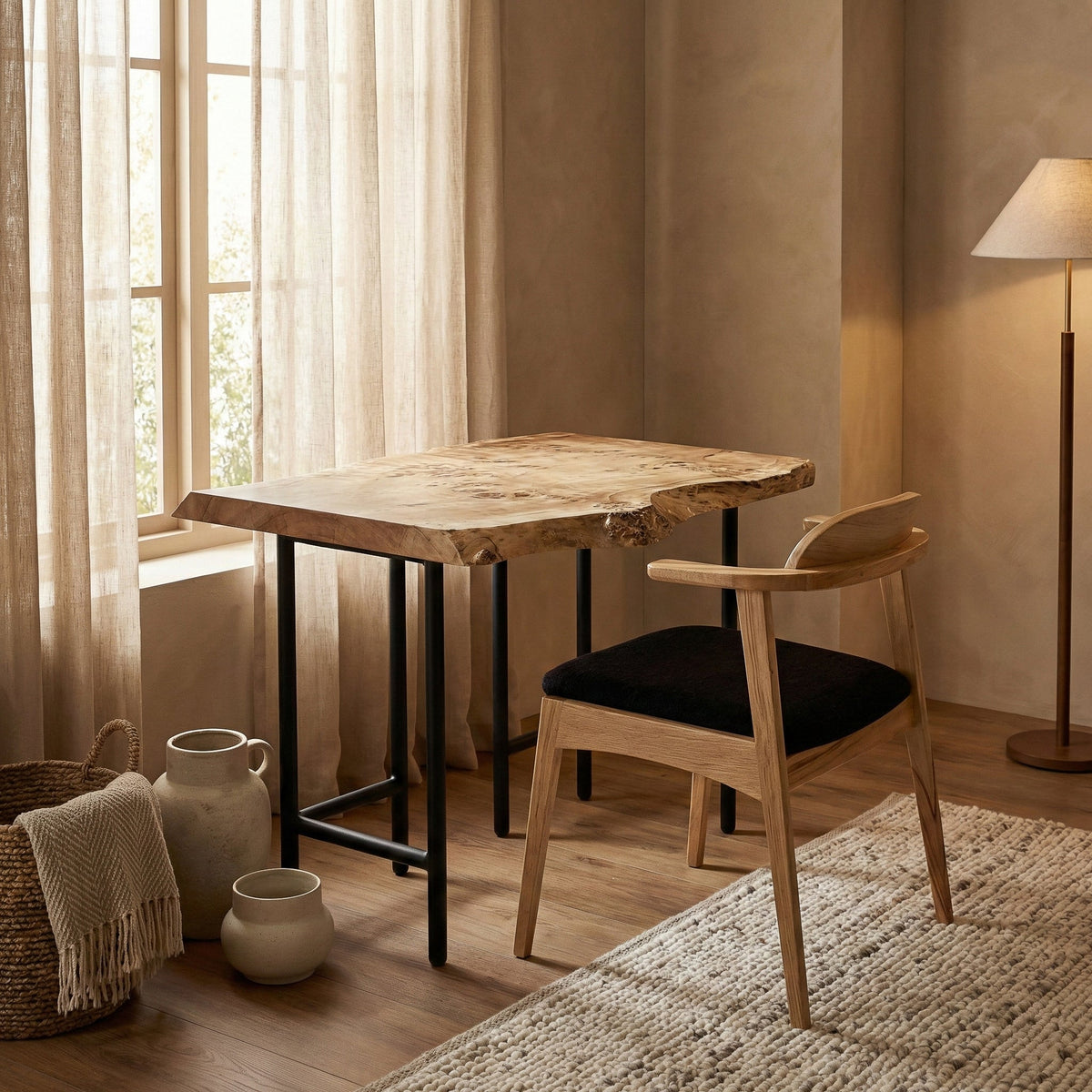 No.2134 ポプラ一枚板デスク｜空間：ナチュラル – 【公式】鬼童銘木（KIDOMEIMOKU）｜一枚板テーブル専門店